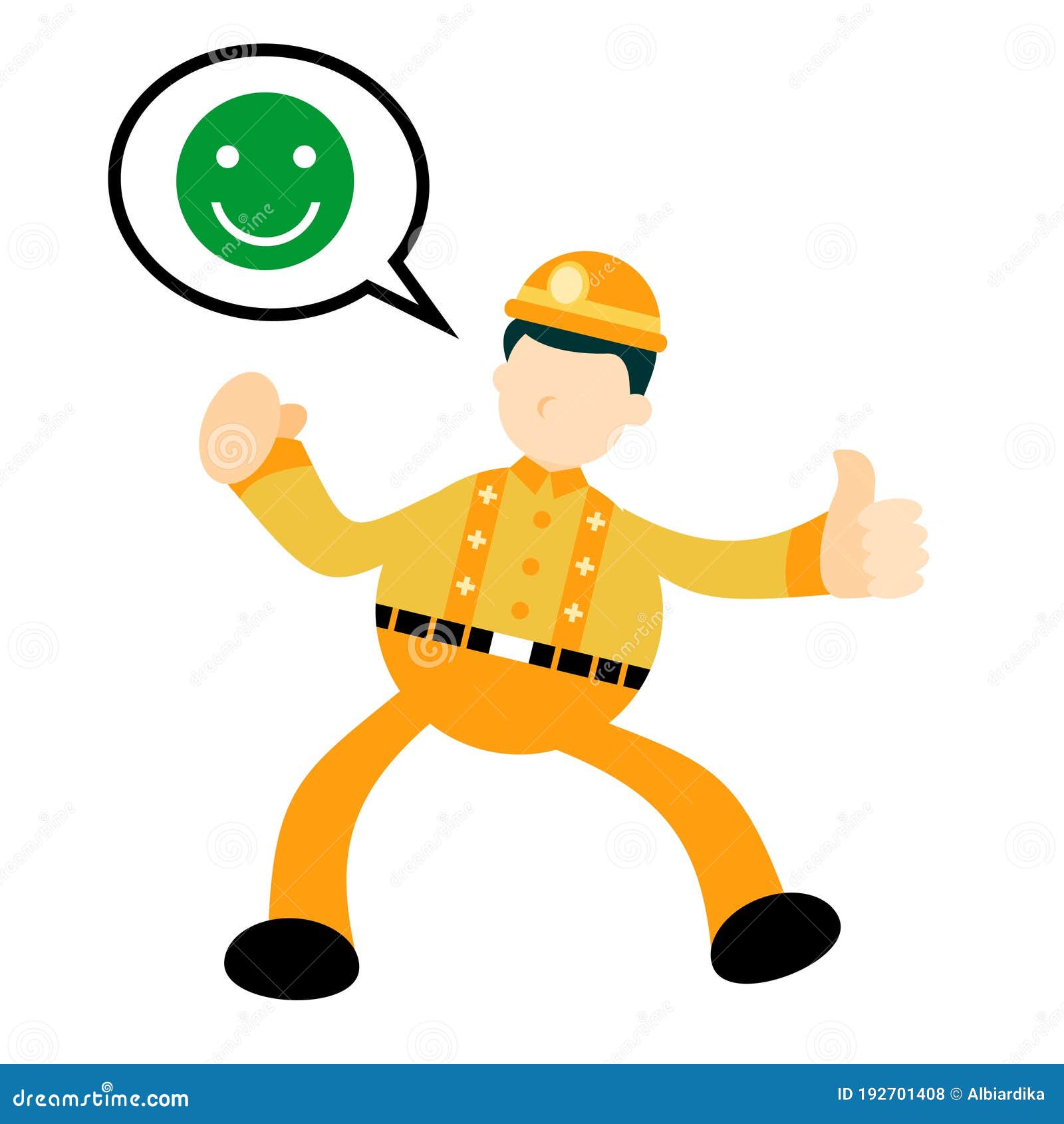 Happy Miner Worker Man Emotion Cartoon Doodle Flat Design Vector ...