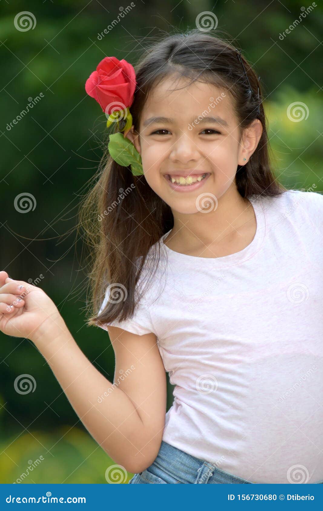 Happy Minority Adolescent with a Flower Stock Photo - Image of pretty ...