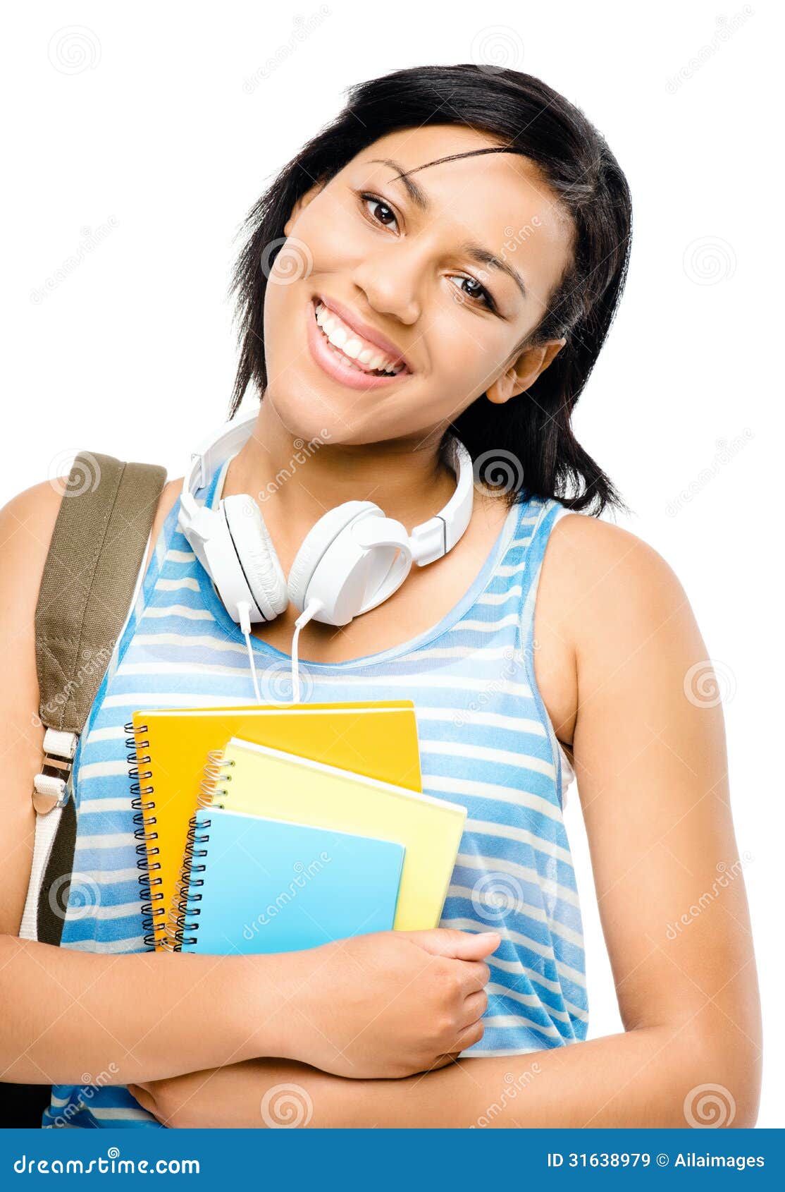 Happy Mixed Race Student Back To School Isolated on White Background ...