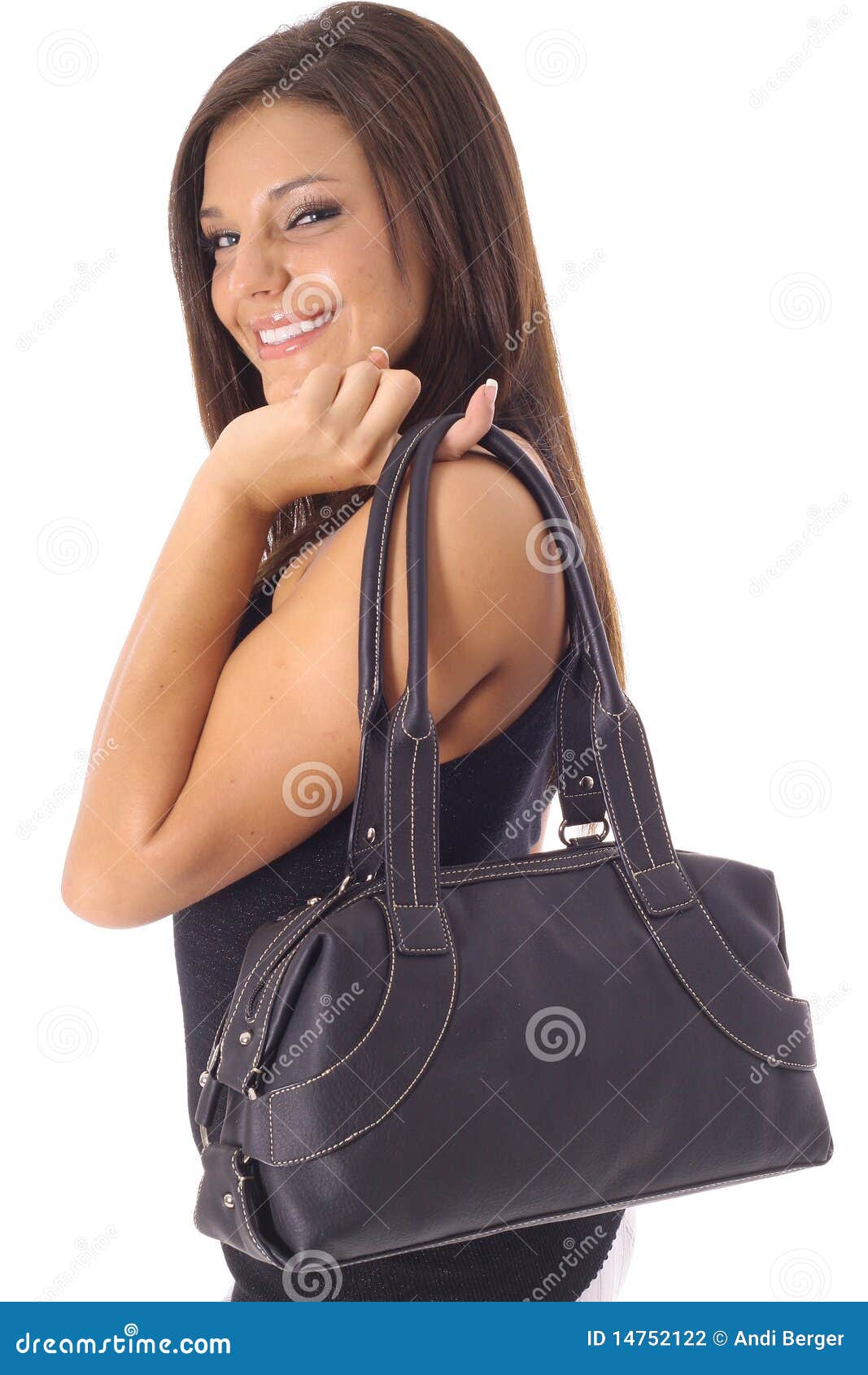 Happy model with purse stock photo. Image of latino, color - 14752122