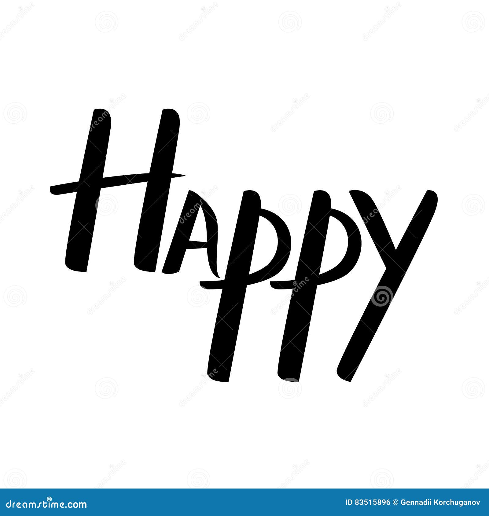 Happy. Modern Brush Calligraphy. Stock Vector - Illustration of banner ...