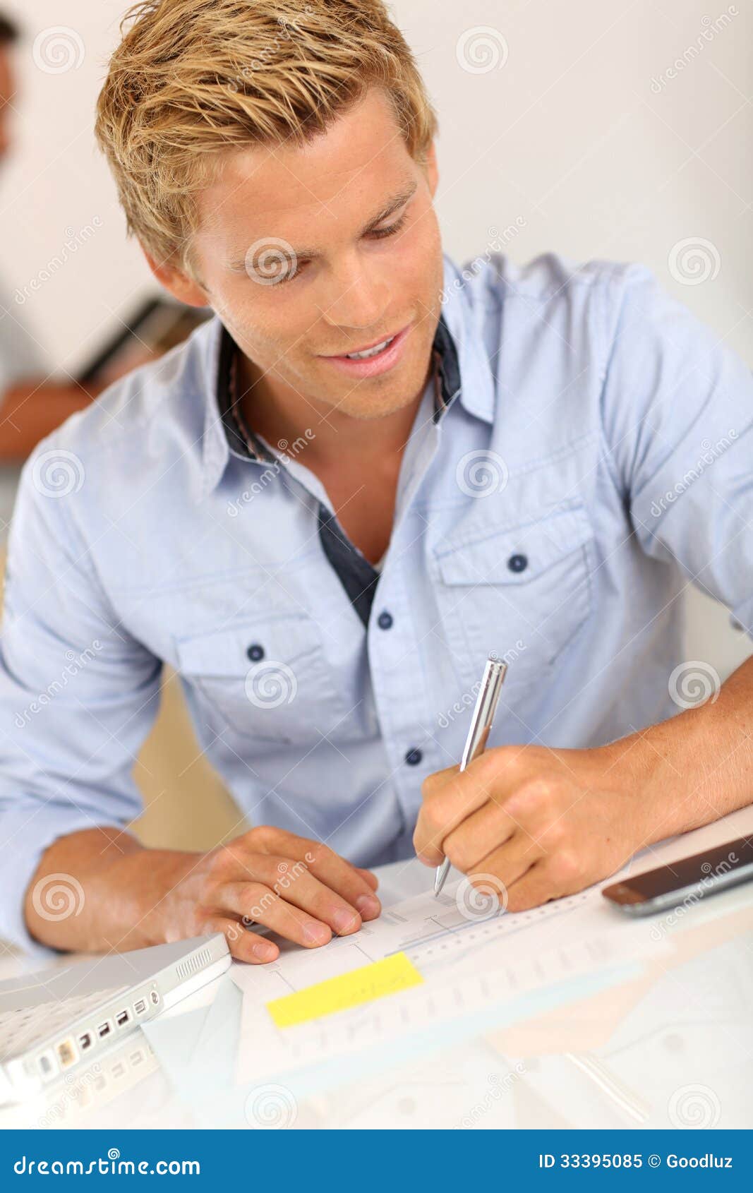 Happy modern man working stock image. Image of salesman - 33395085