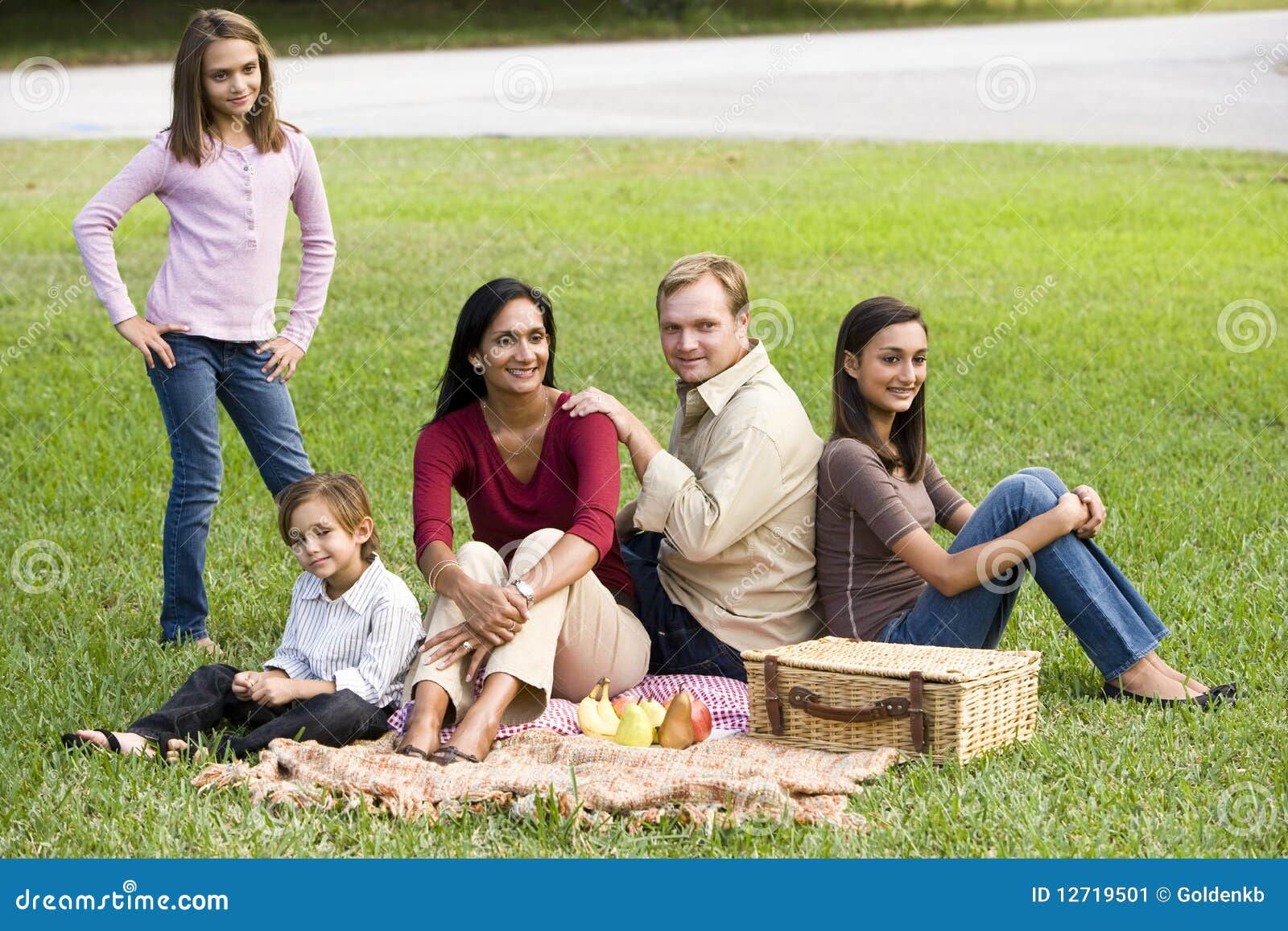 Happy Modern Multicultural Family Enjoying Picnic Stock Image - Image ...
