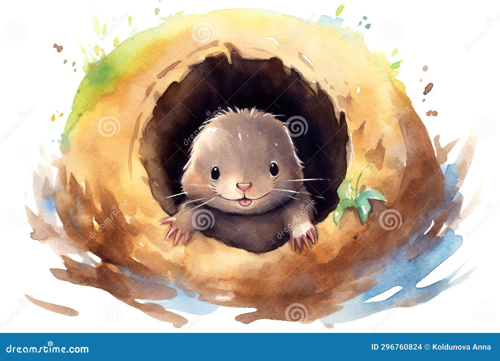 Mole Digging And Emerging From The Ground And Its Silhouette Vector ...