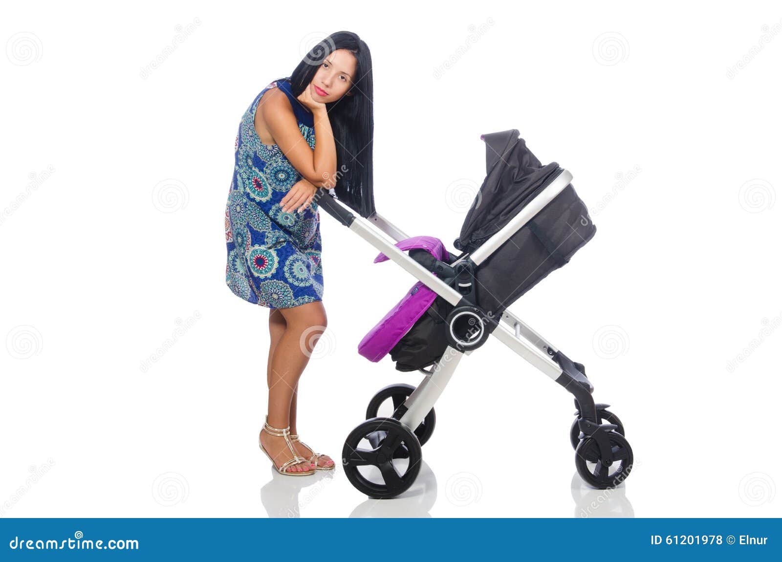 The Happy Mom with Her Baby in Pram Stock Photo - Image of maternity ...