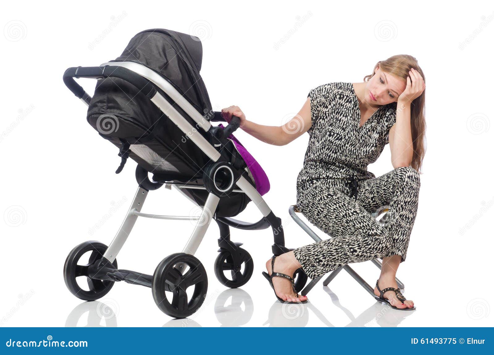 The Happy Mom with Her Baby in Pram Stock Image - Image of carrying ...