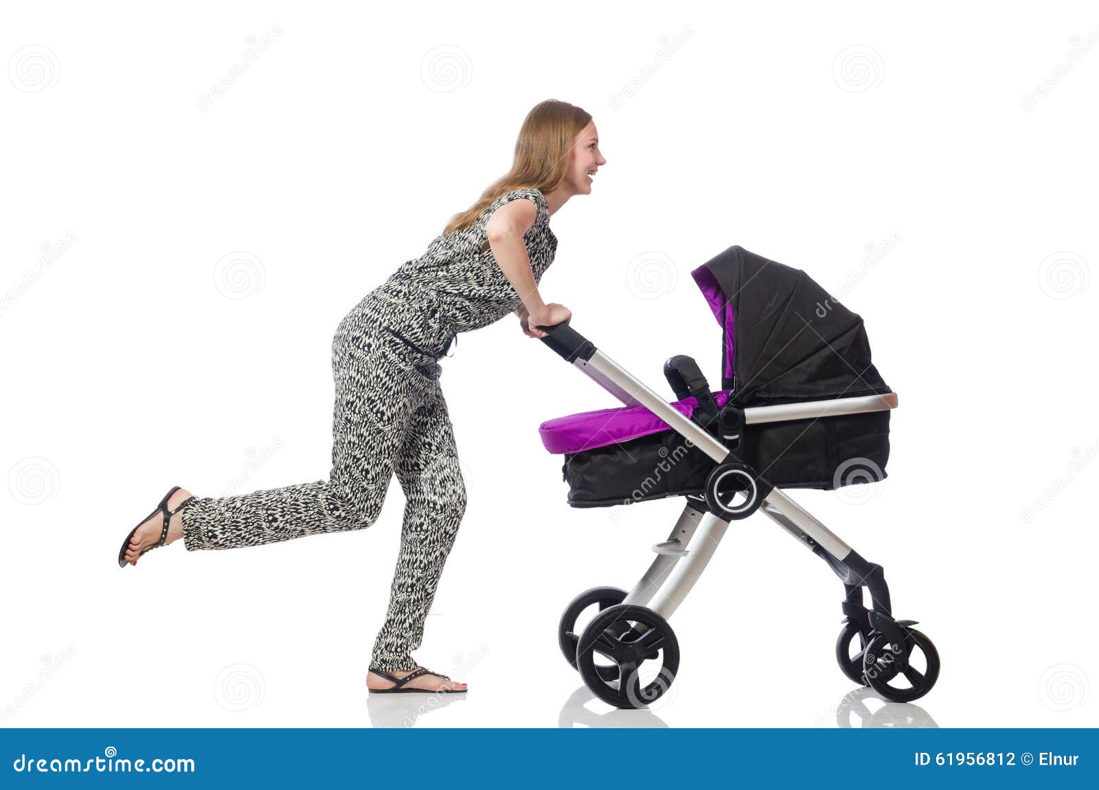 The Happy Mom with Her Baby in Pram Stock Photo - Image of newborn ...