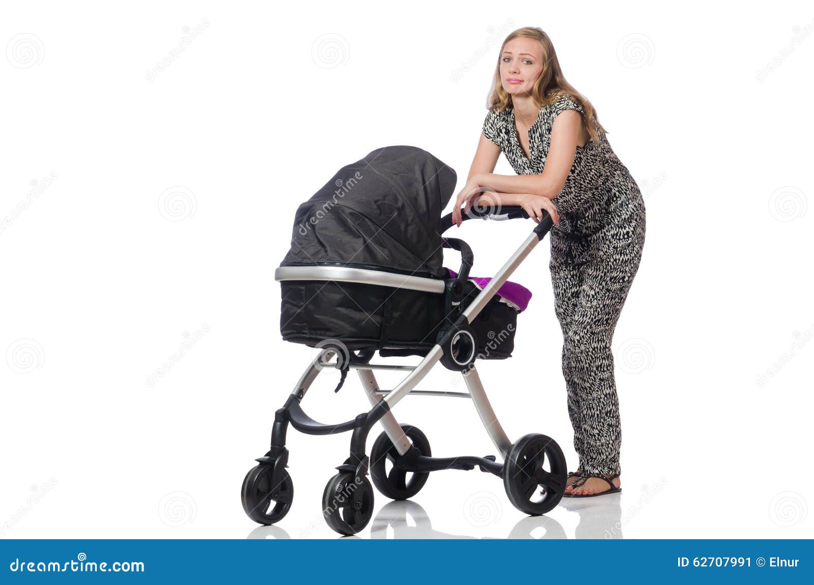 Happy Mom with Her Baby in Pram Stock Image - Image of nursing, pram ...