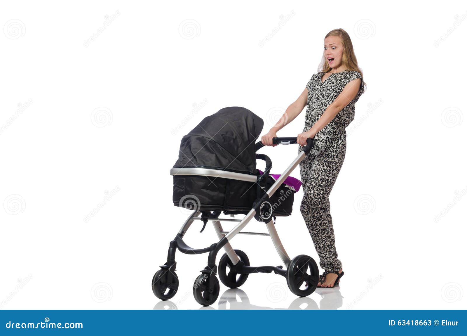 The Happy Mom with Her Baby in Pram Stock Image - Image of motherhood ...