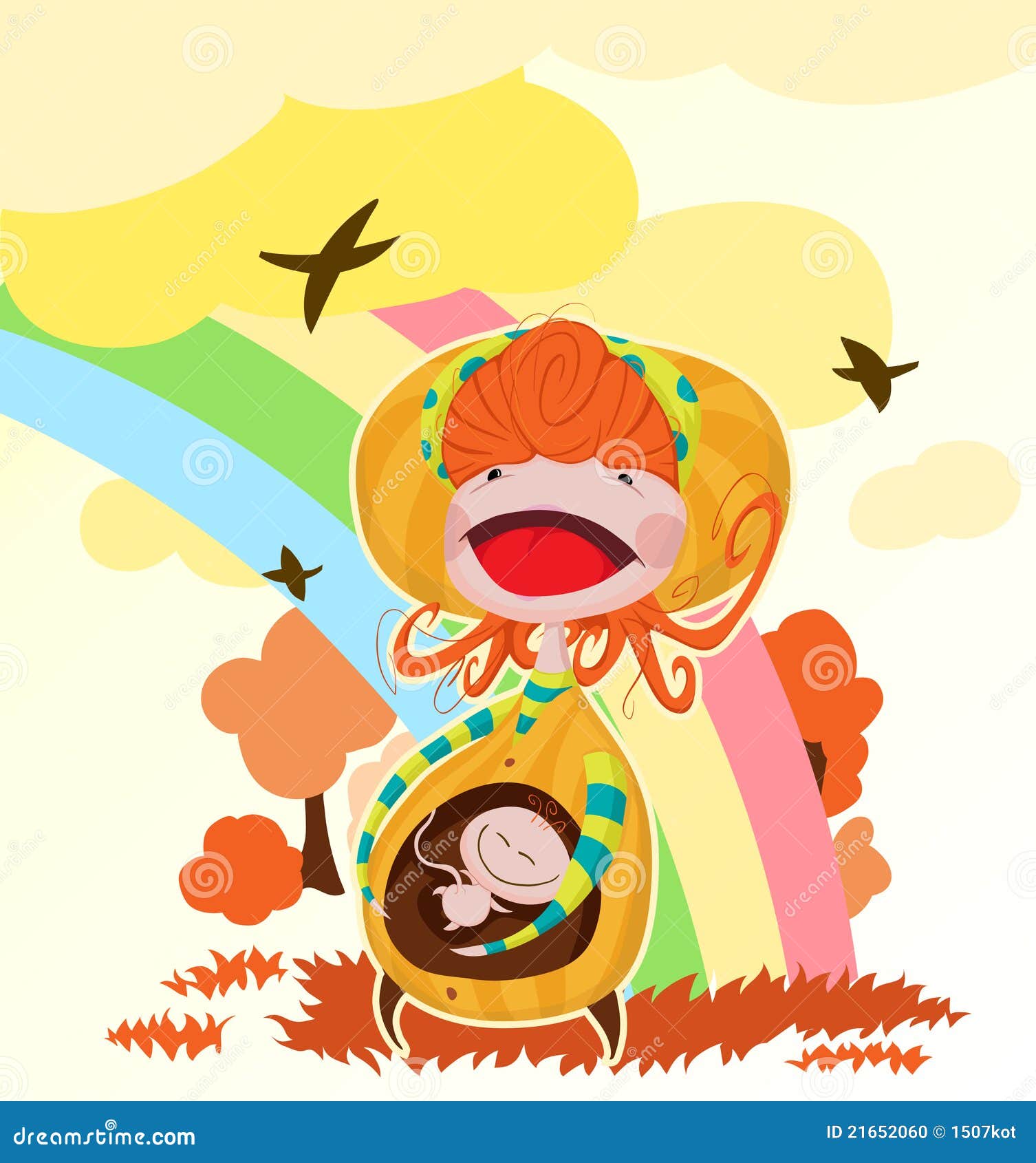 Happy mom in nature stock vector. Illustration of mother - 21652060