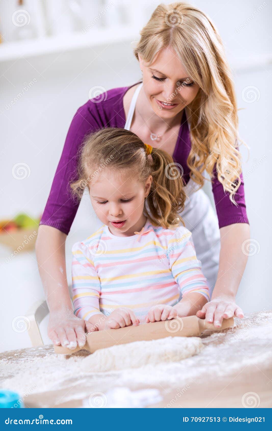 Happy Mom Teaches Daughter How To Use a Rolling Pin Stock Image - Image ...