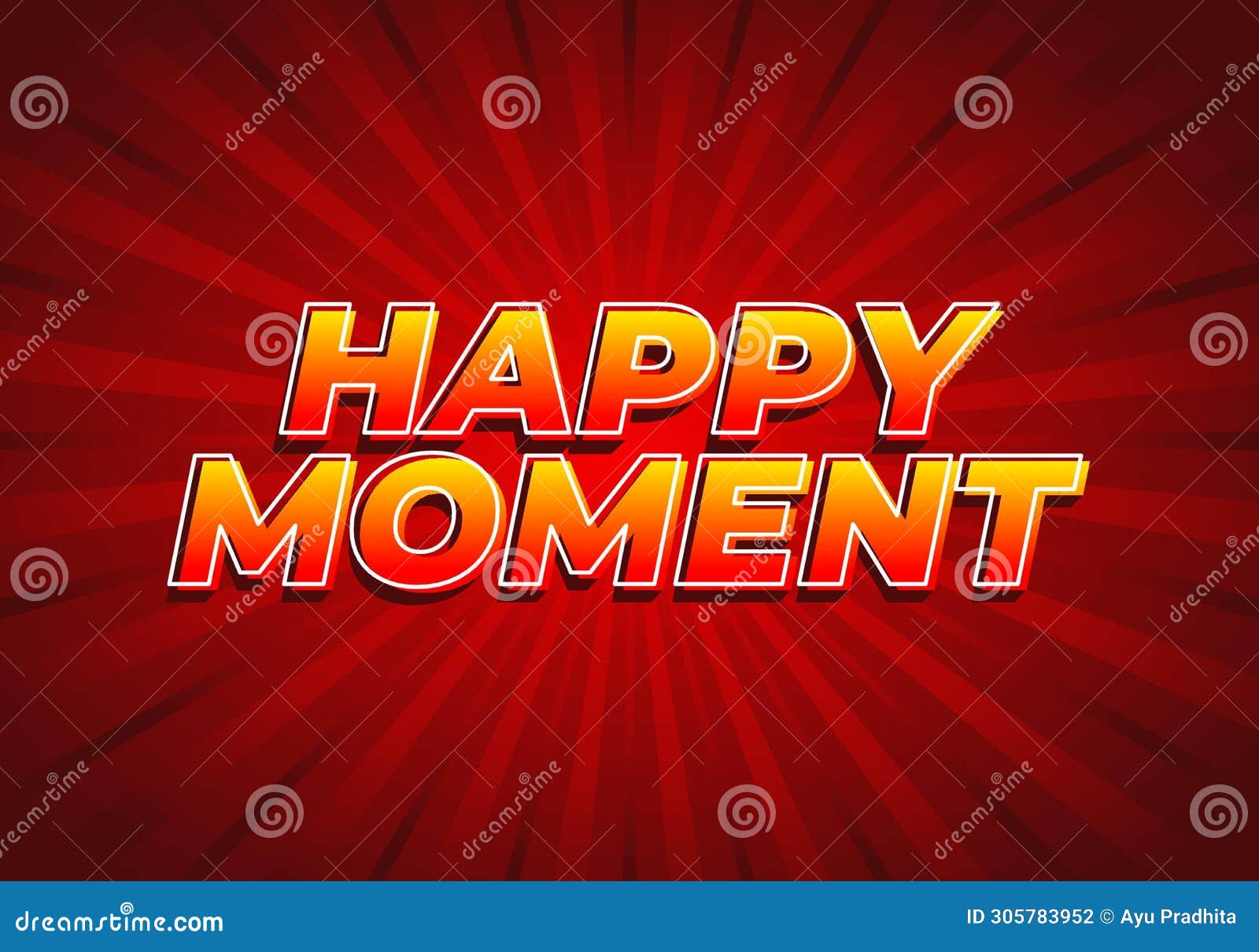 Happy Moment. Text Effect in 3D Style with Eye Catching Color Stock ...
