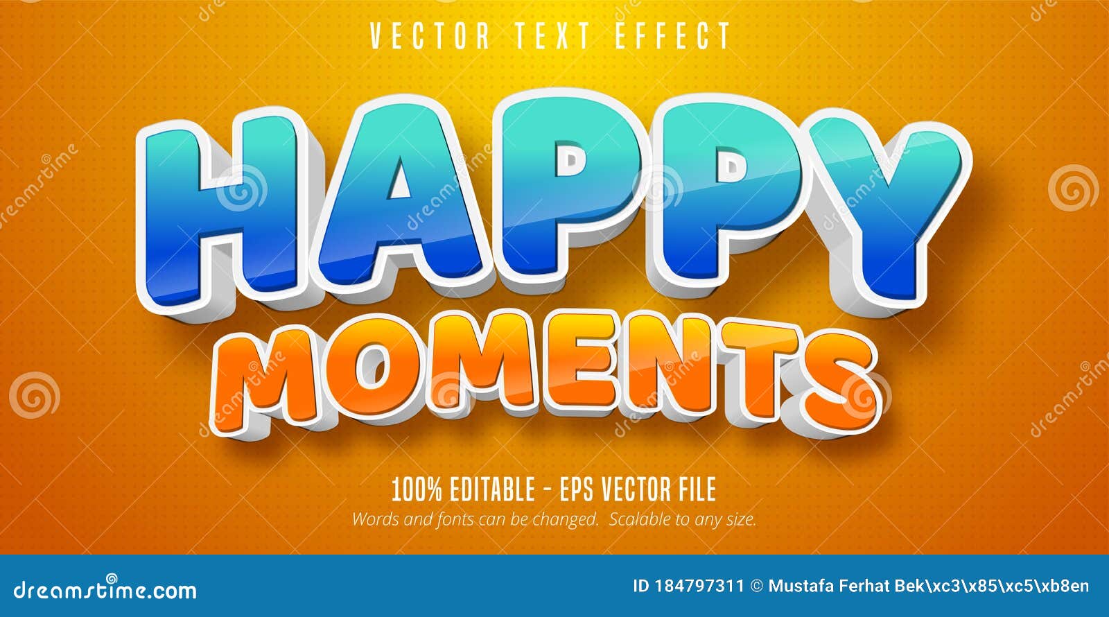 Happy Moments Text, 3d Editable Text Effect Stock Vector - Illustration ...