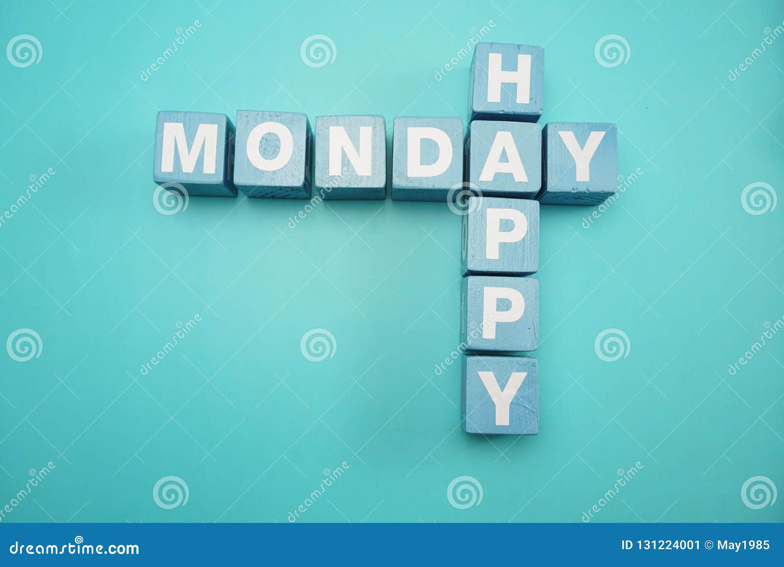 Happy Monday Alphabet Letter with Space Copy on Blue Background Stock ...