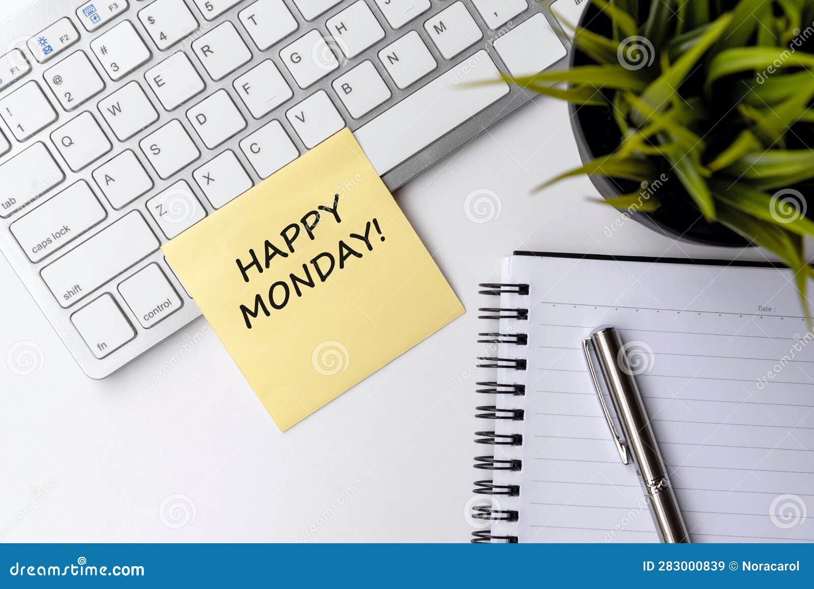 Happy Monday Greeting on Adhesive Note Workplace Table Stock Image ...