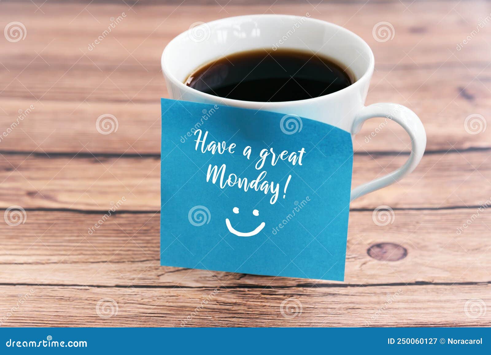 Monday Greeting on Sticky Note on Coffee Cup Stock Image - Image of ...