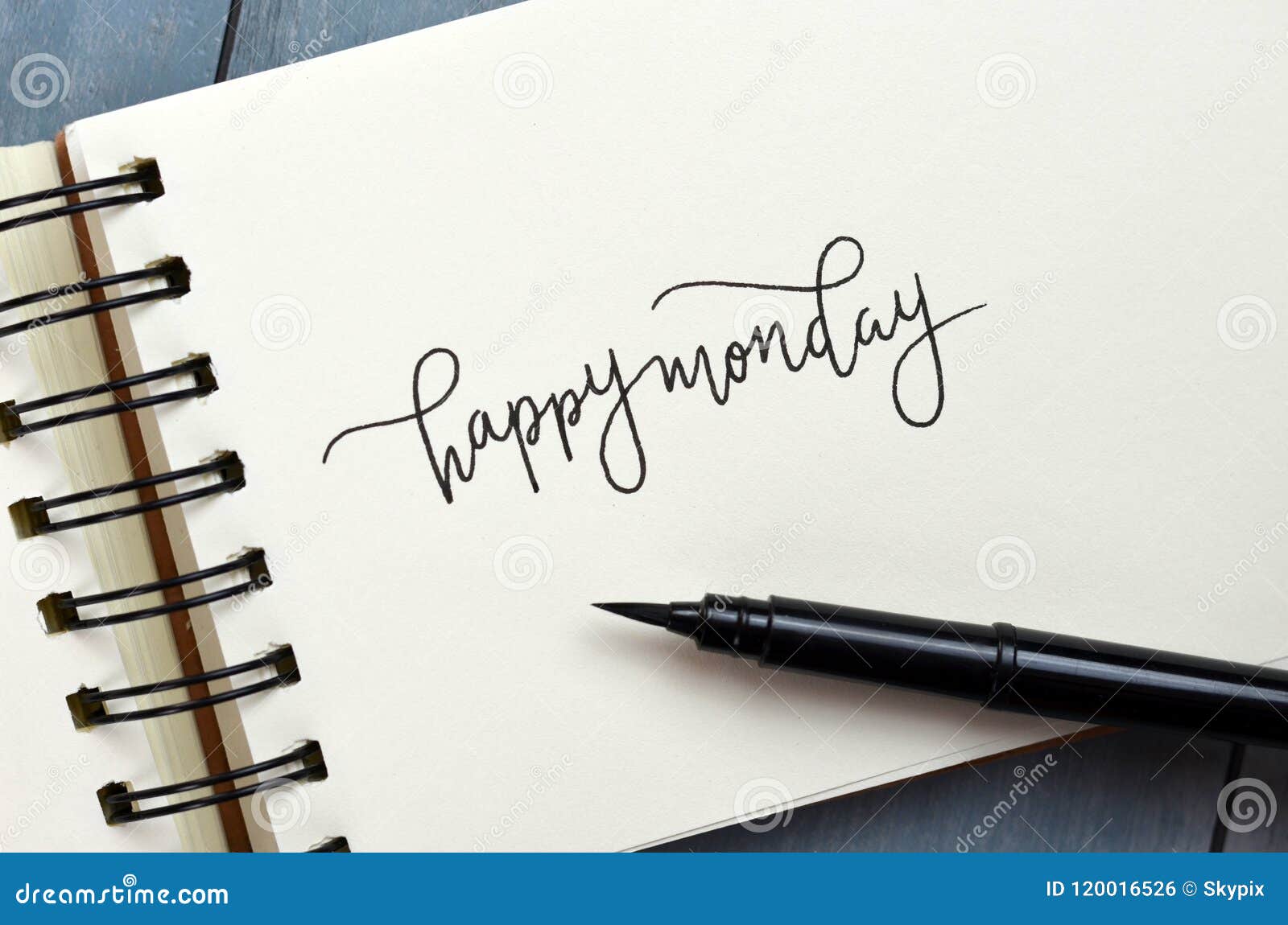 HAPPY MONDAY Hand-lettered in Notepad Stock Photo - Image of depression ...