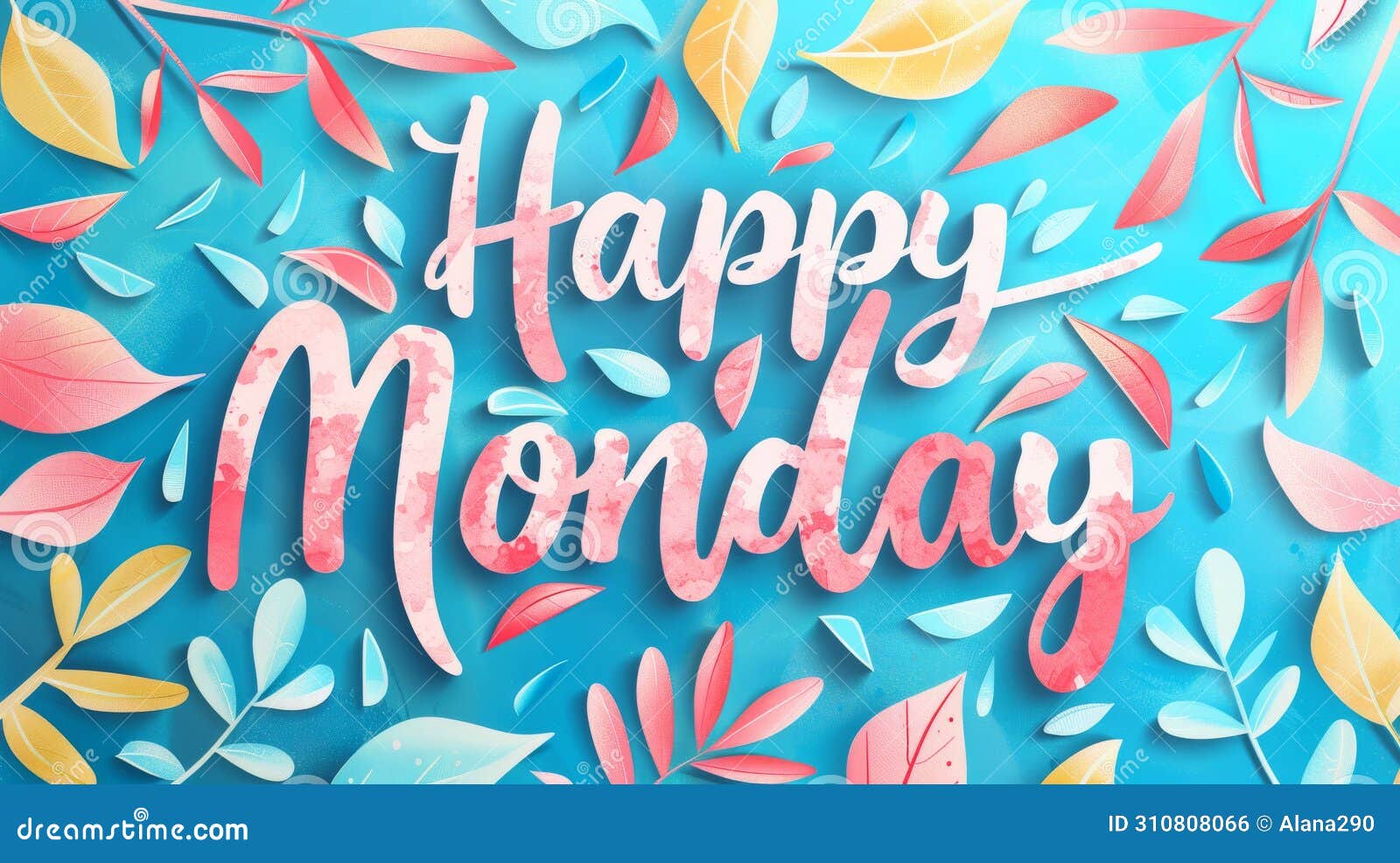 Happy Monday - Modern Calligraphy Lettering on Colorful Background ...