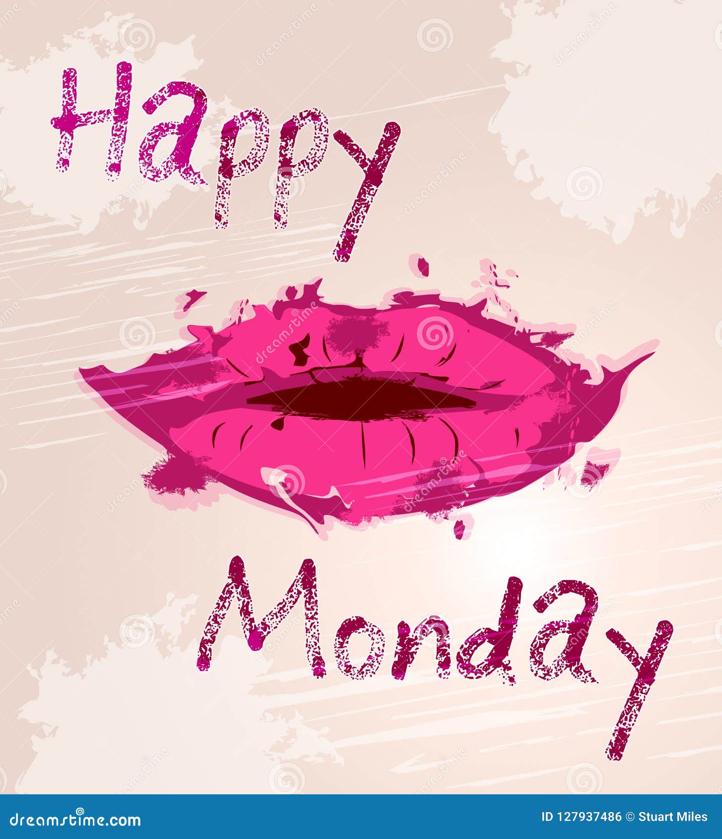 Happy Monday Motivation - Quote and Lips - 3d Illustration Stock ...