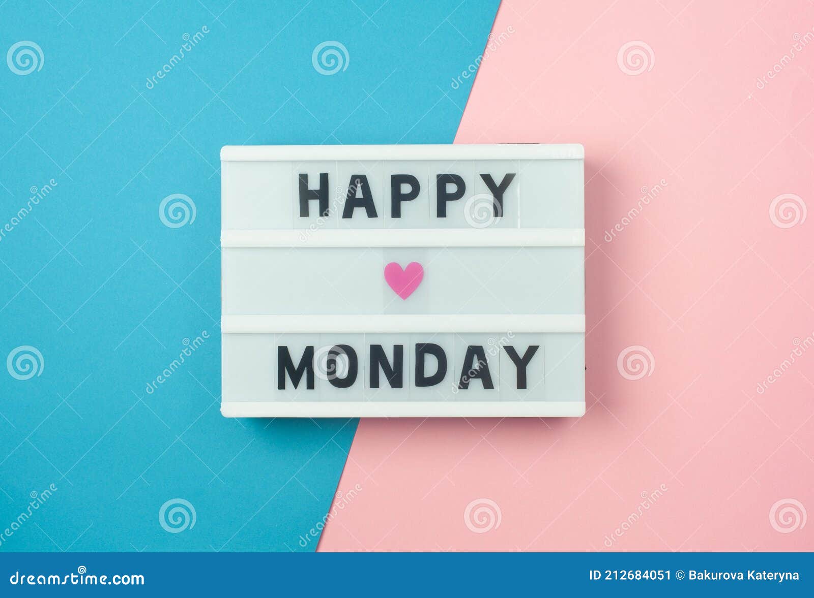Happy Monday - Text On Display Lightbox On Blue And Pink Background ...