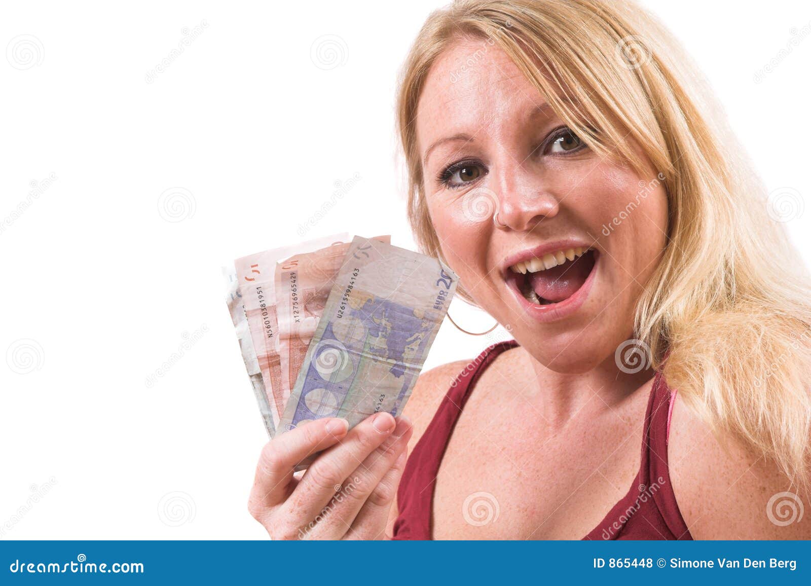 Happy with money stock photo. Image of portrait, smile - 865448
