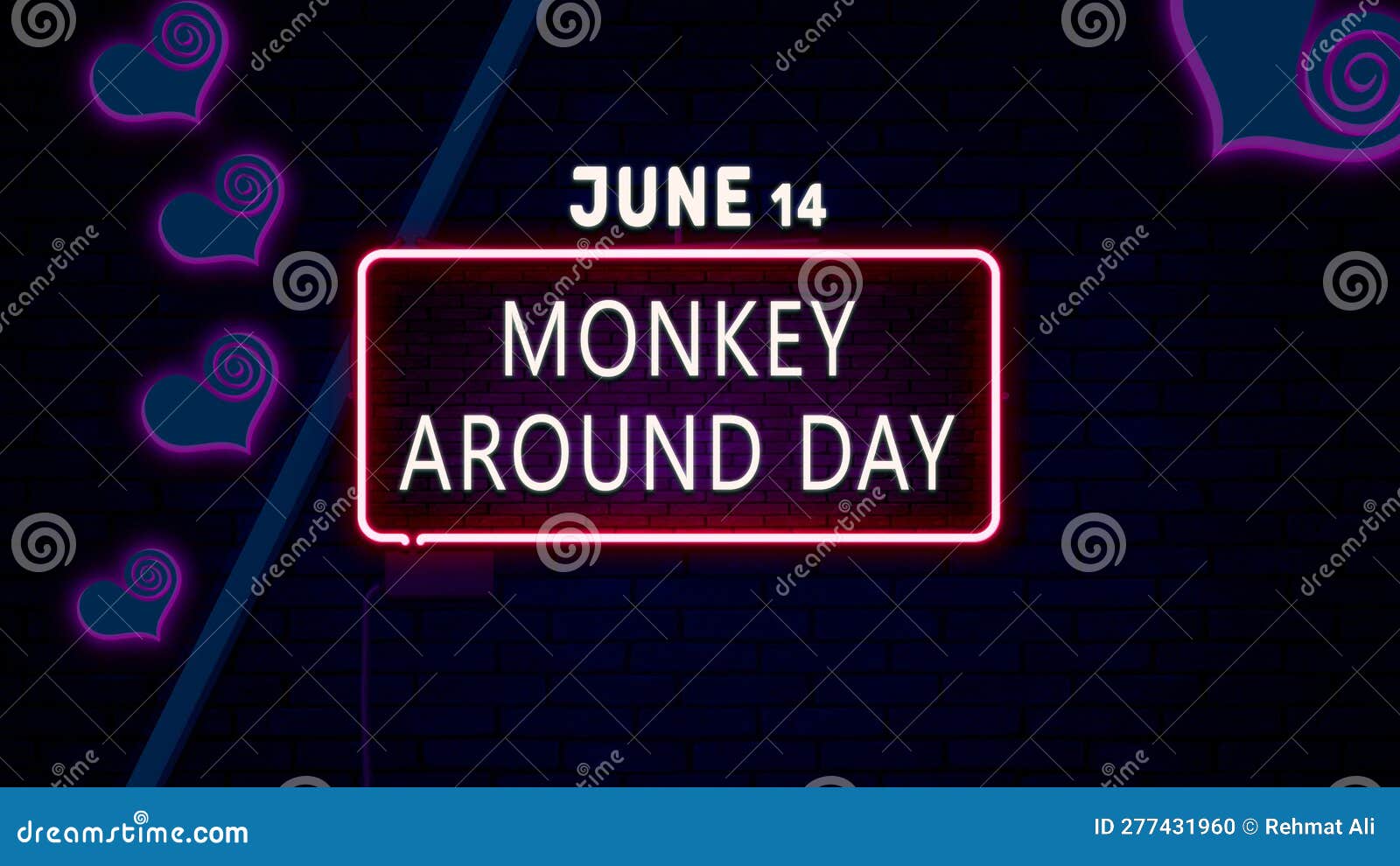 Happy Monkey Around Day, June 16. Calendar of June Neon Text Effect ...