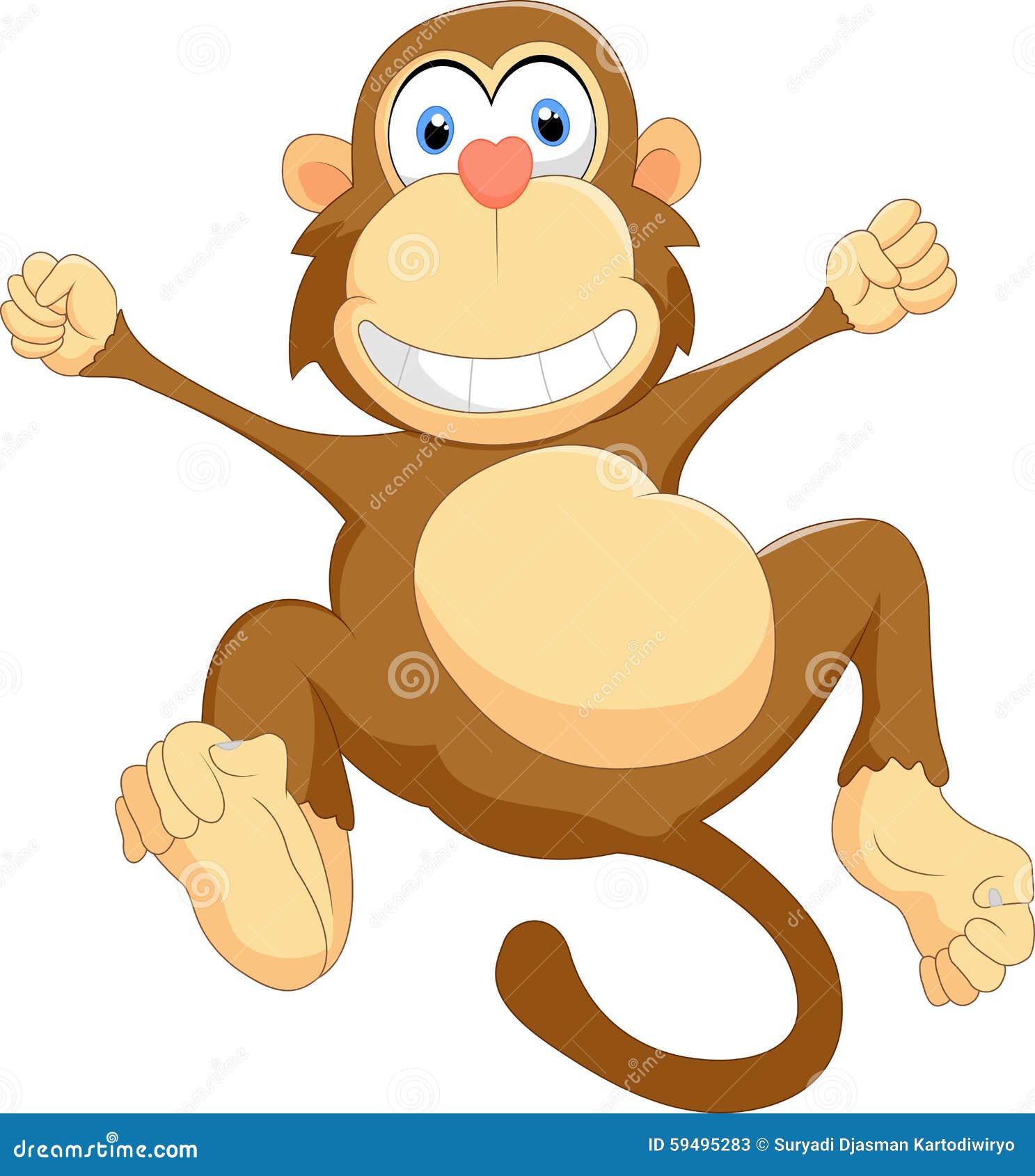 Happy monkey cartoon stock vector. Illustration of cute - 59495283