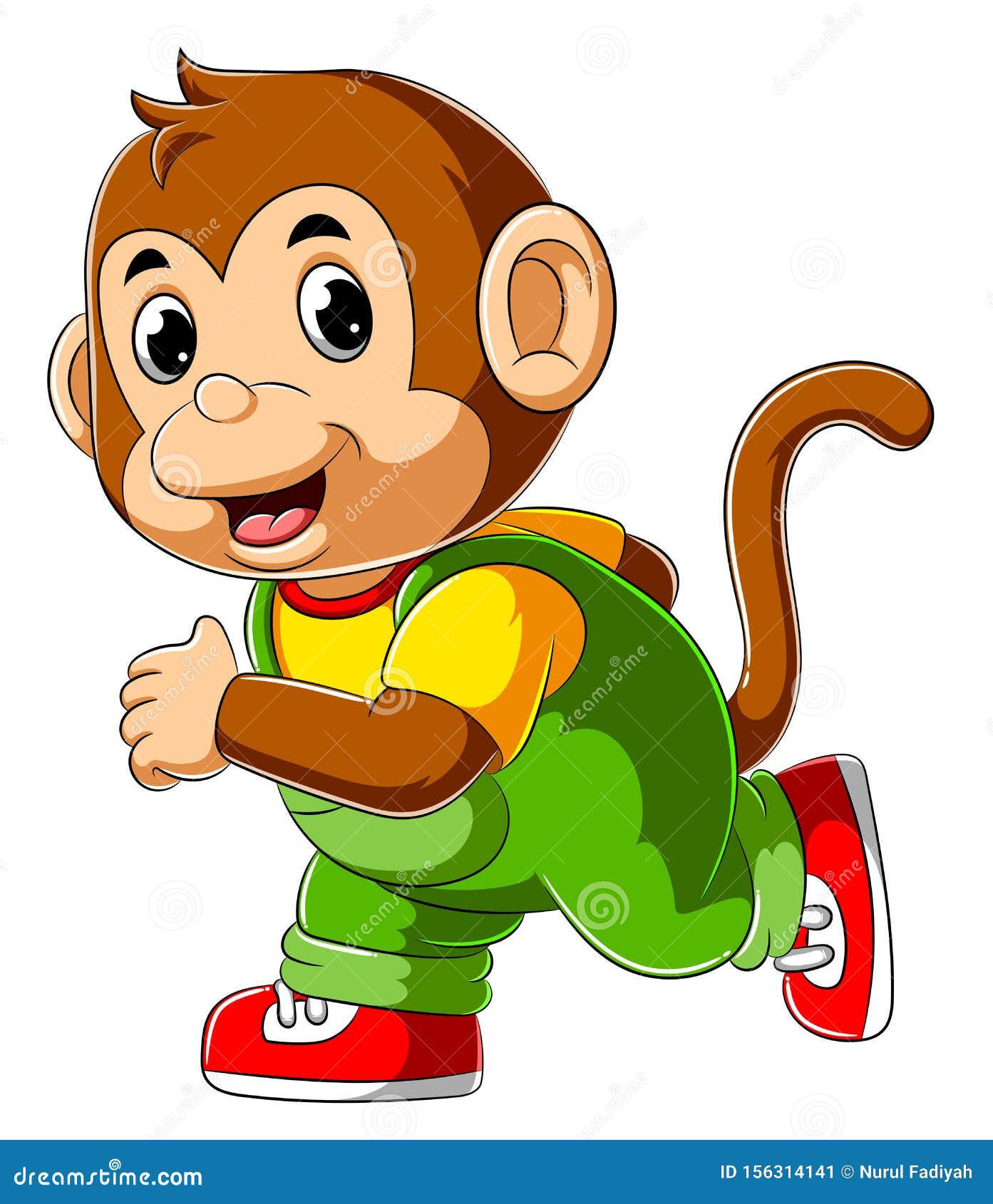 Happy Monkey Cartoon Running Stock Vector - Illustration of joyful ...
