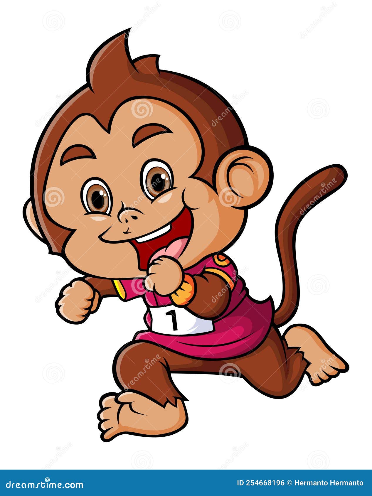 The Happy Monkey is Doing the Marathon and Running so Fast Stock Vector ...