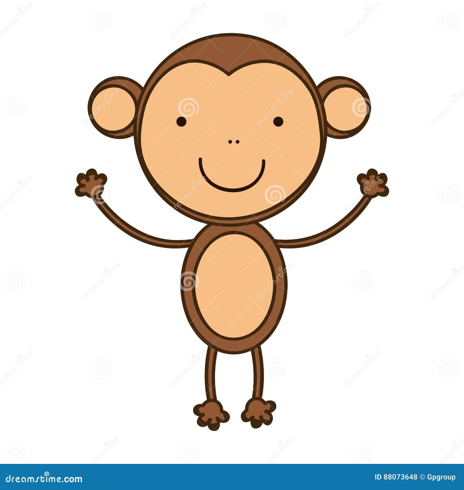 Happy Monkey with Hands Up Icon Stock Illustration - Illustration of ...