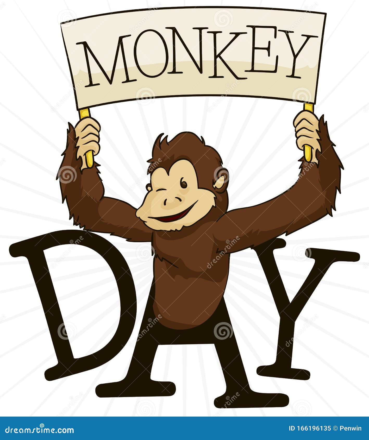 Happy Monkey with Sign Celebrating Its Day, Vector Illustration Stock ...