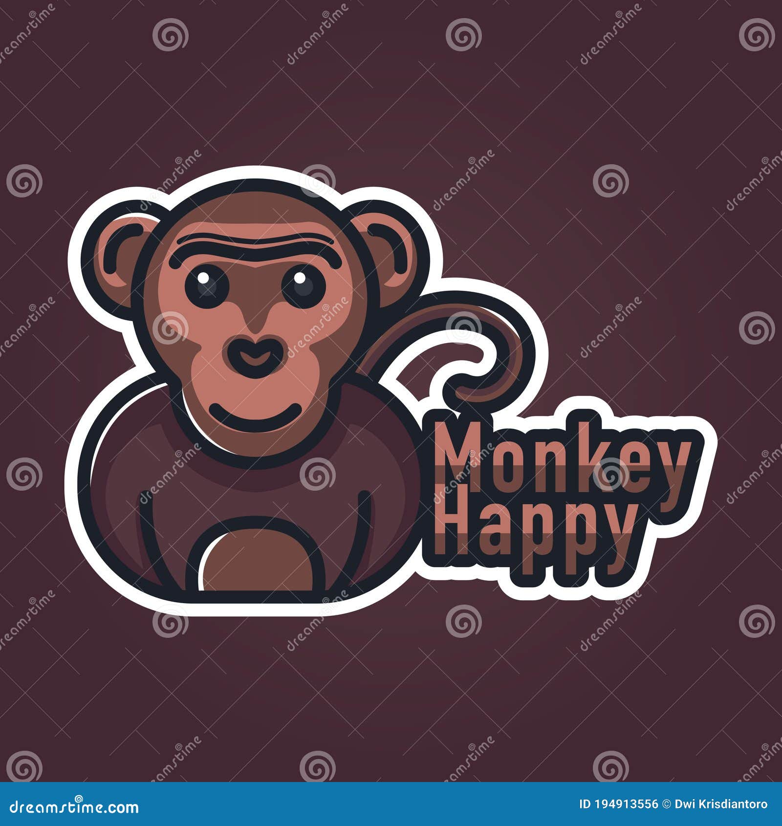 Happy Monkey Vector Mascot Logo Design Illustration Stock Vector ...