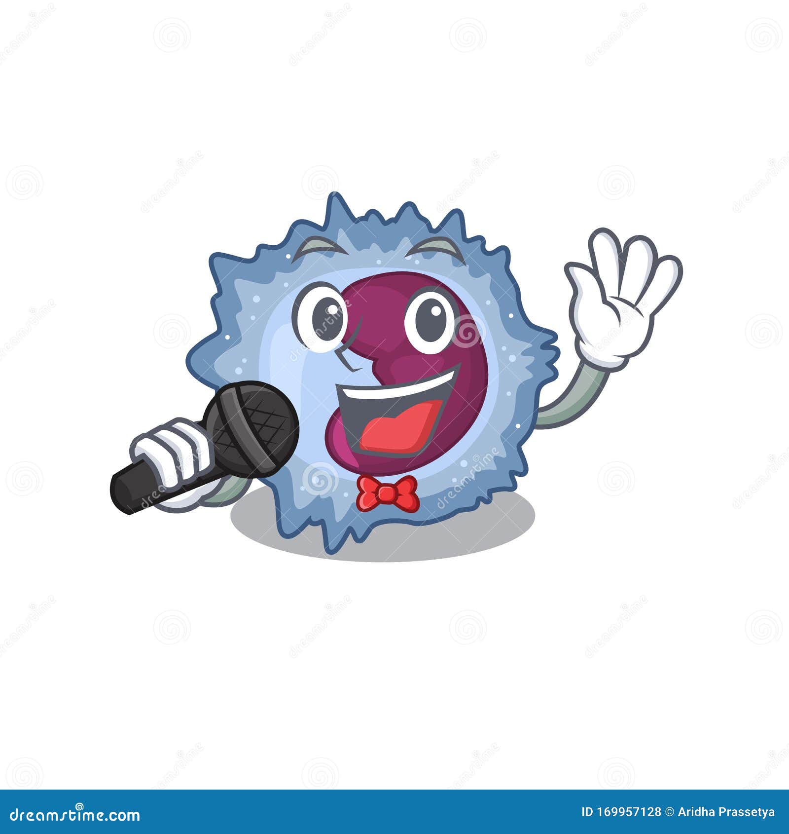 Happy Monocyte Cell Singing on a Microphone Stock Vector - Illustration ...