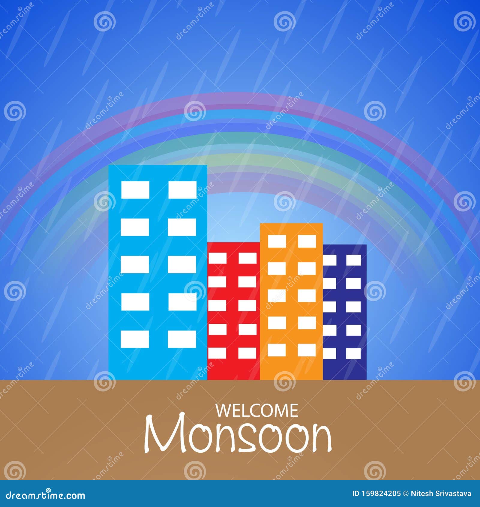 Happy Monsoon. stock illustration. Illustration of label - 159824205