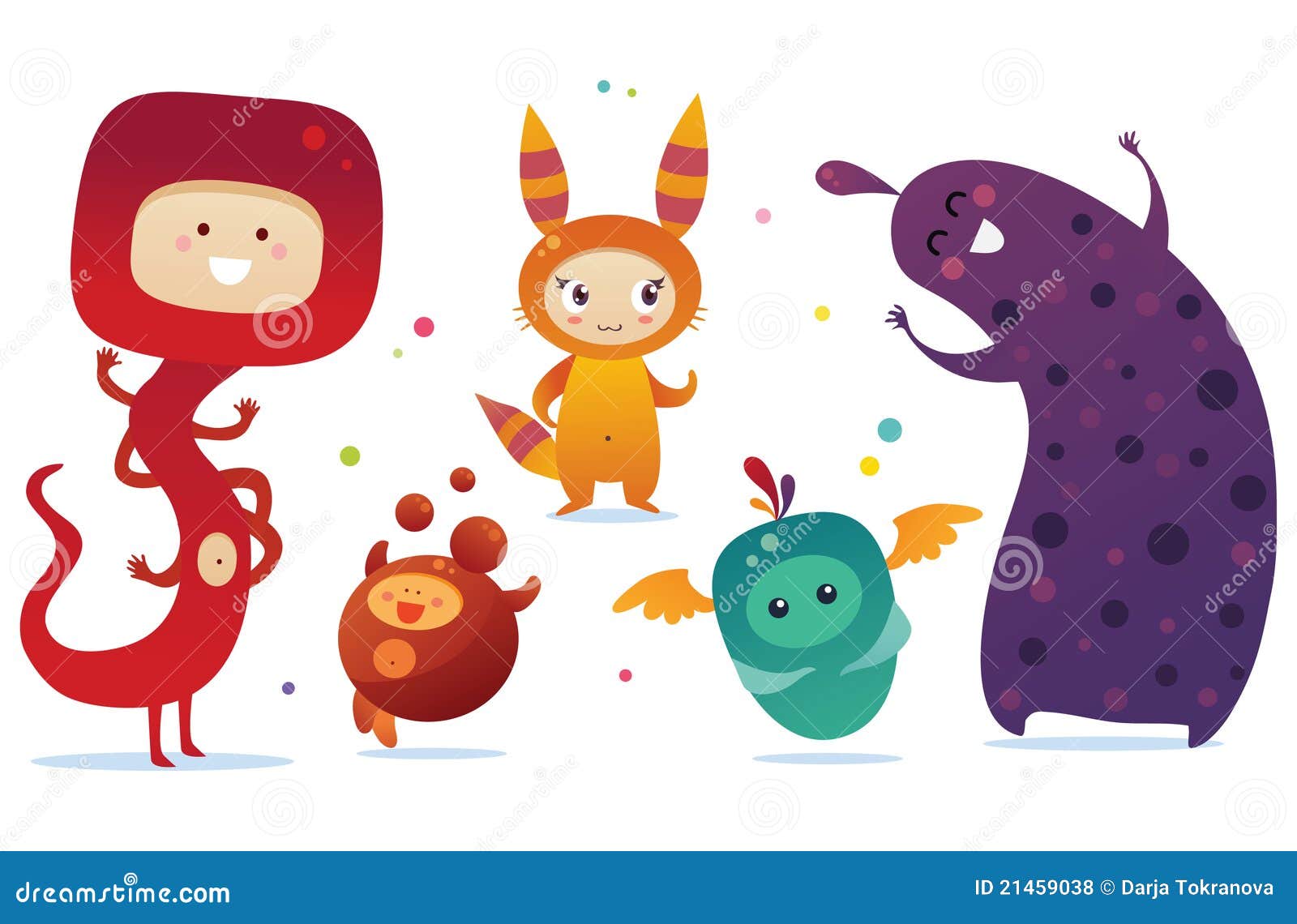 Happy monsters stock illustration. Illustration of collection - 21459038