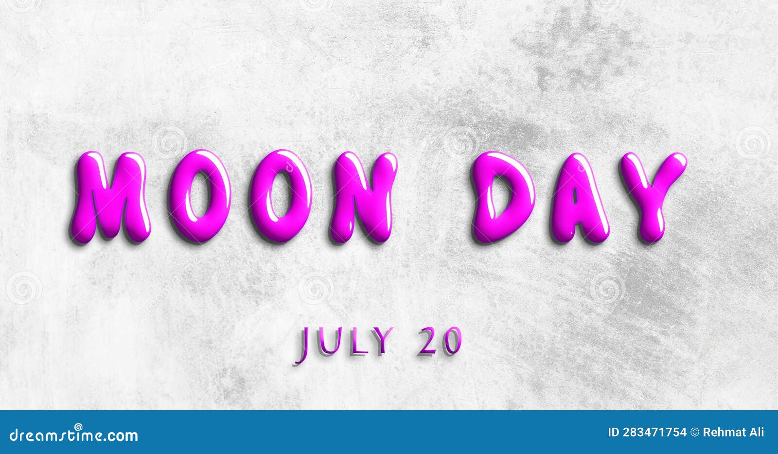 Happy Moon Day, July 20. Calendar of July Water Text Effect, Design ...