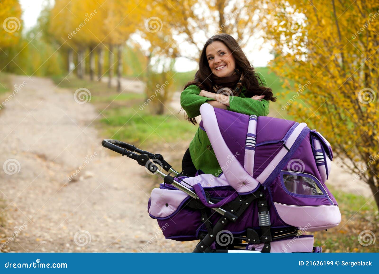 Happy Mother with Baby in Stroller Stock Image - Image of caucasian ...