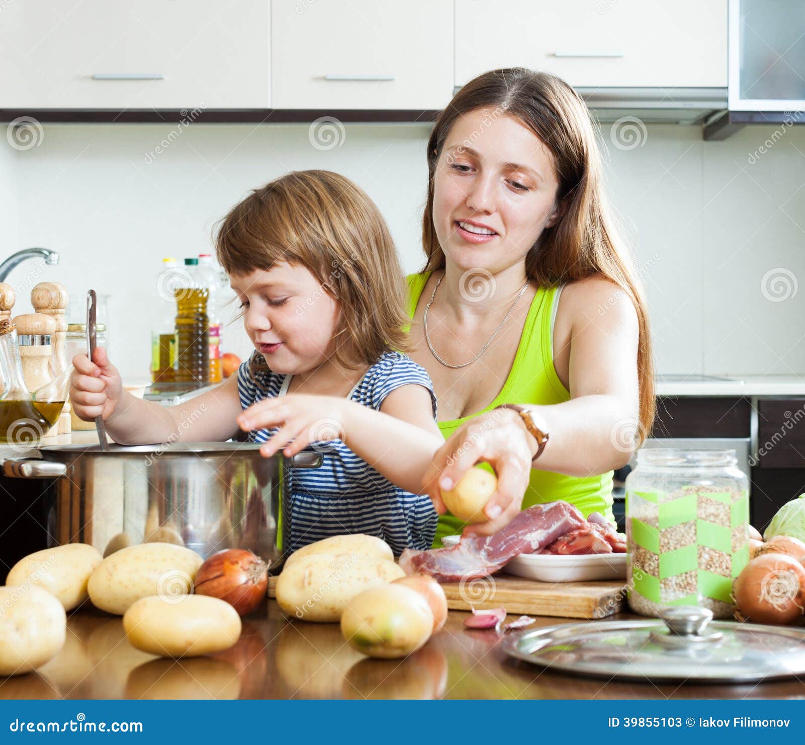 Happy Mother with Child Cooking Stock Image - Image of female, child ...