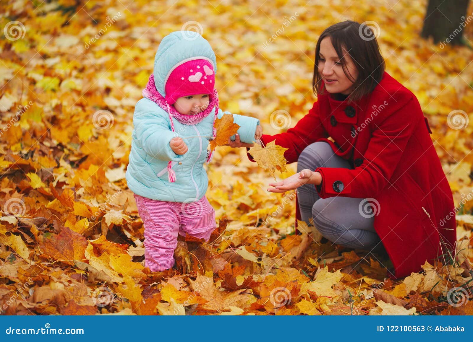 Mother with Daughter in Autumn Park Stock Image - Image of mother ...