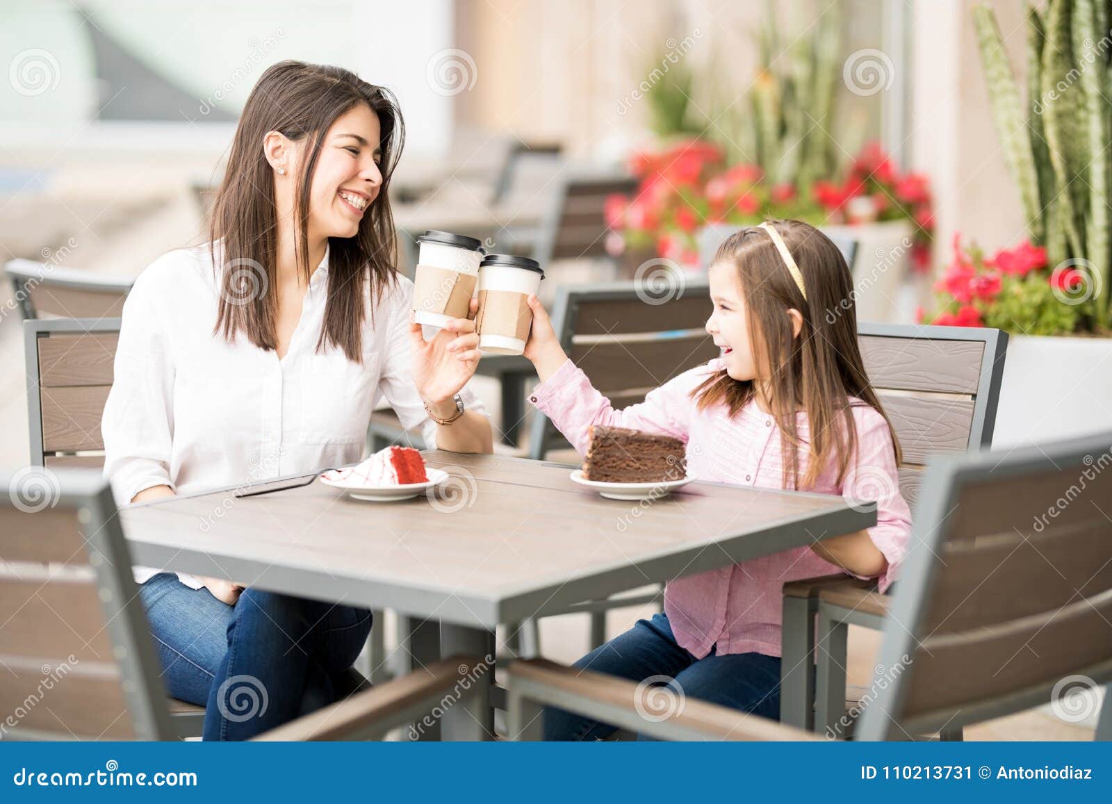 Happy Mother And Daughter Enjoying Their Coffee Stock Image Image Of