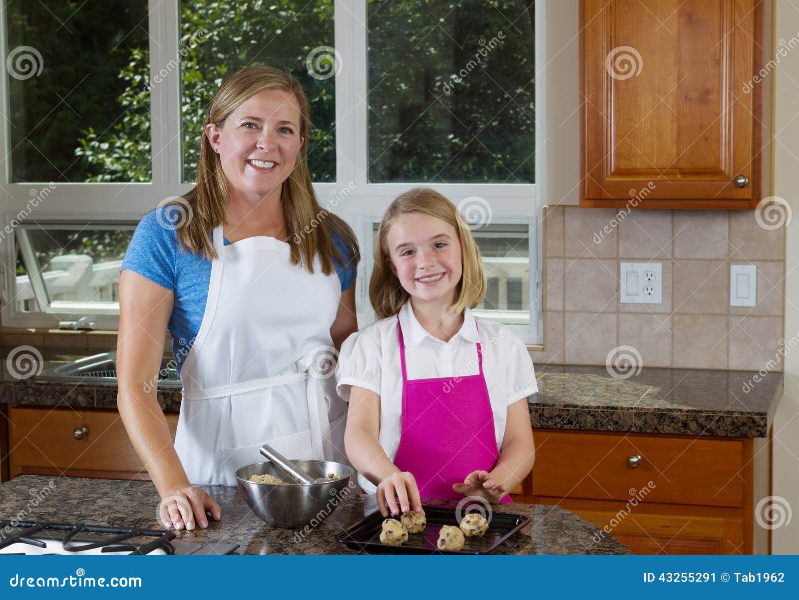 Happy Mother And Daughter Making Cookies Stock Image Image Of Dough