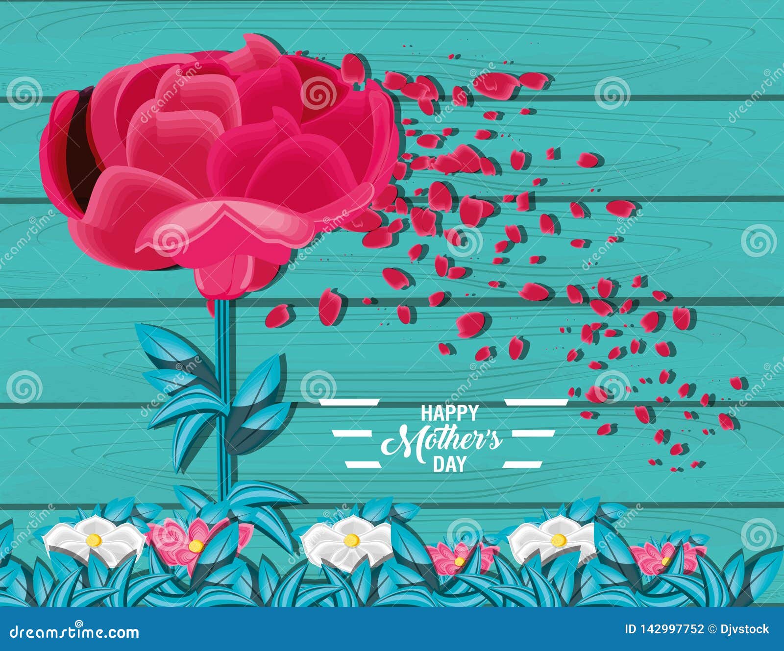 Happy Mother Day Card With Flower Stock Illustration Illustration Of