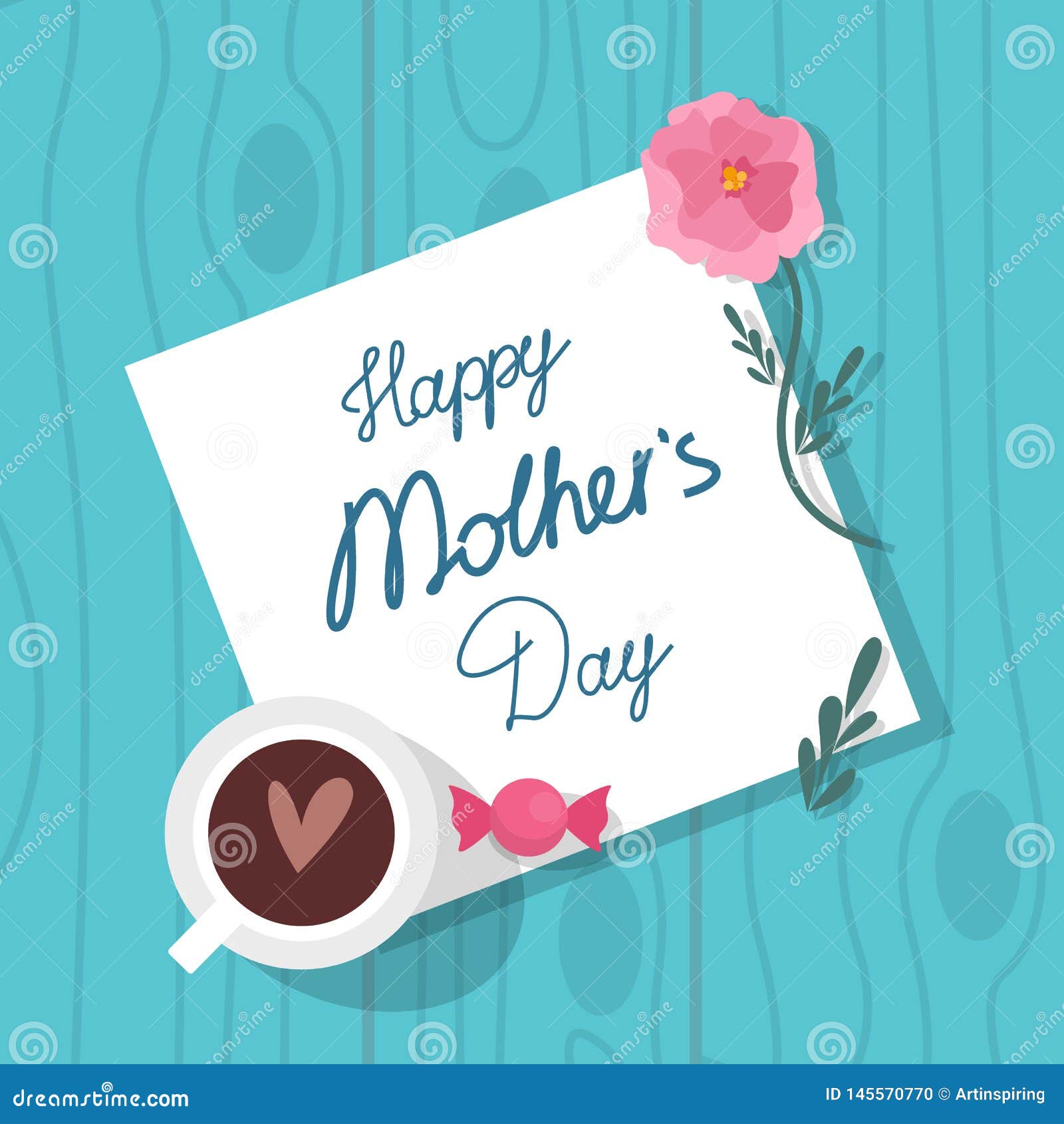 Happy Mother Day Greeting Card Beautiful Poster Stock Vector