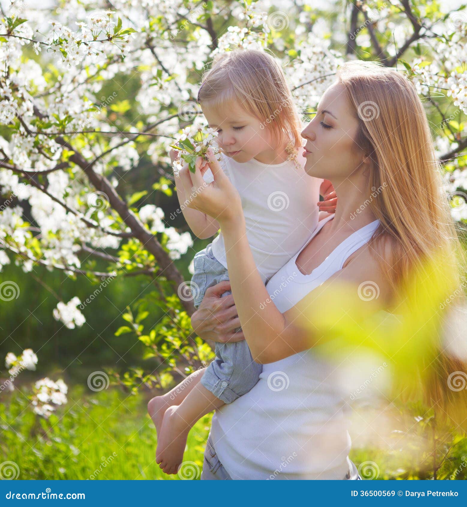 Happy Mother and Her Little Daughter in the Spring Stock Image - Image ...