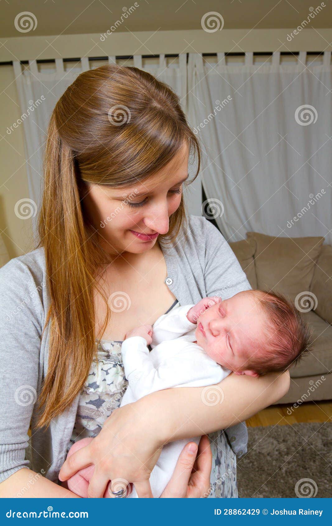 Happy Mother Holding Newborn Stock Image - Image of color, sleep: 28862429