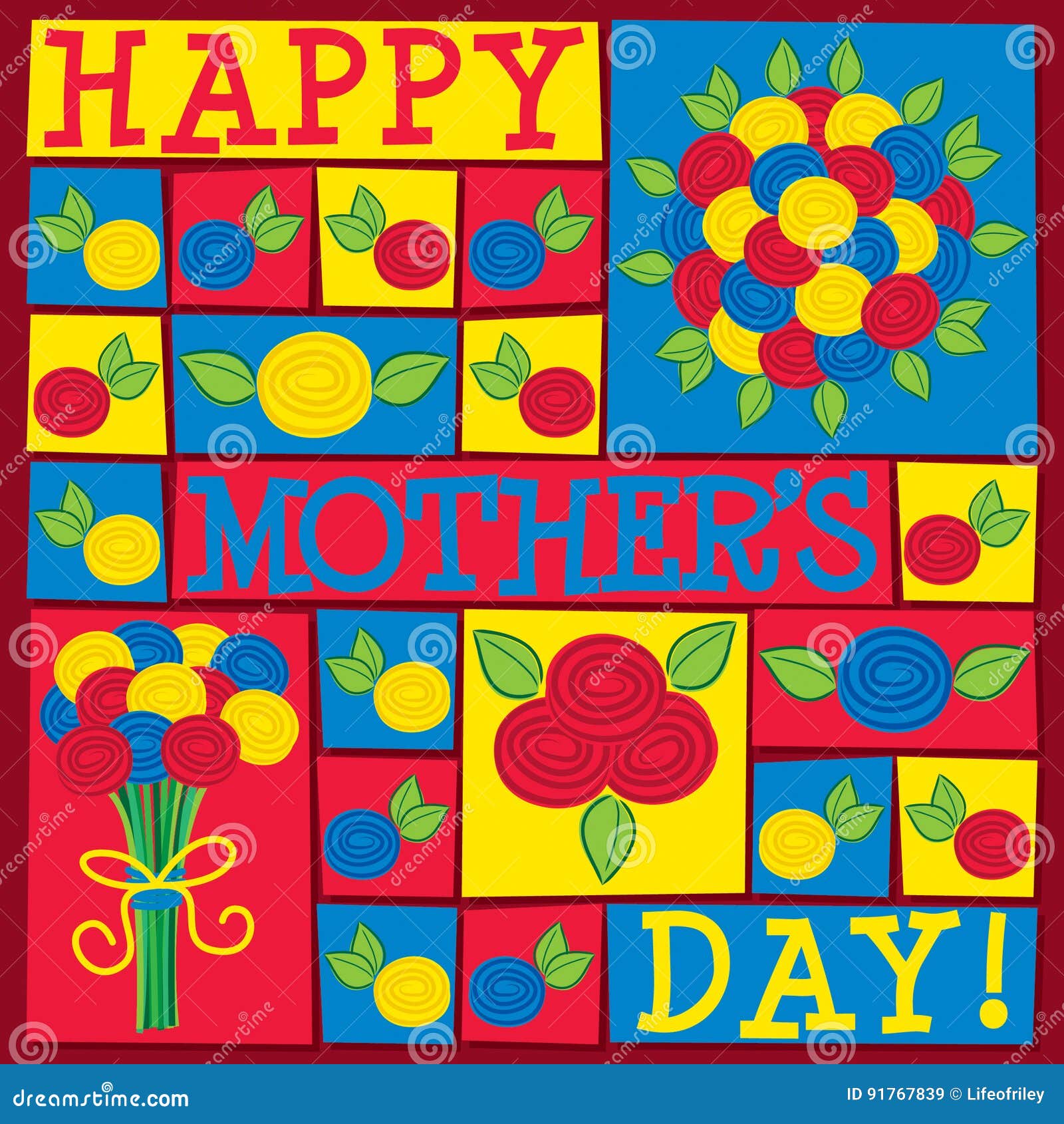 Happy Mother s Day stock illustration. Illustration of flower - 91767839