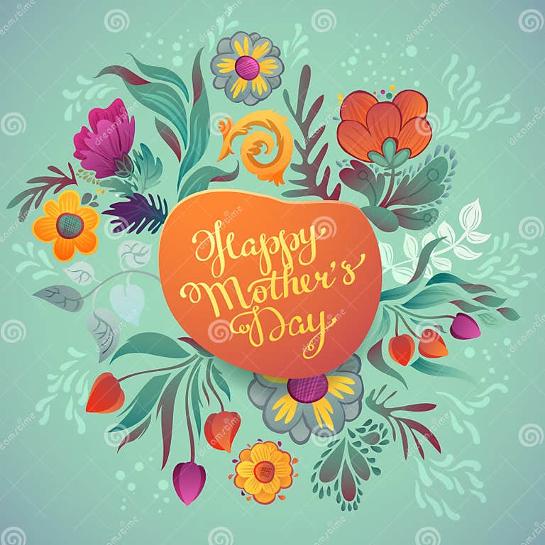 Happy Mother S Day Hand Drawn Calligraphy Stock Vector Illustration