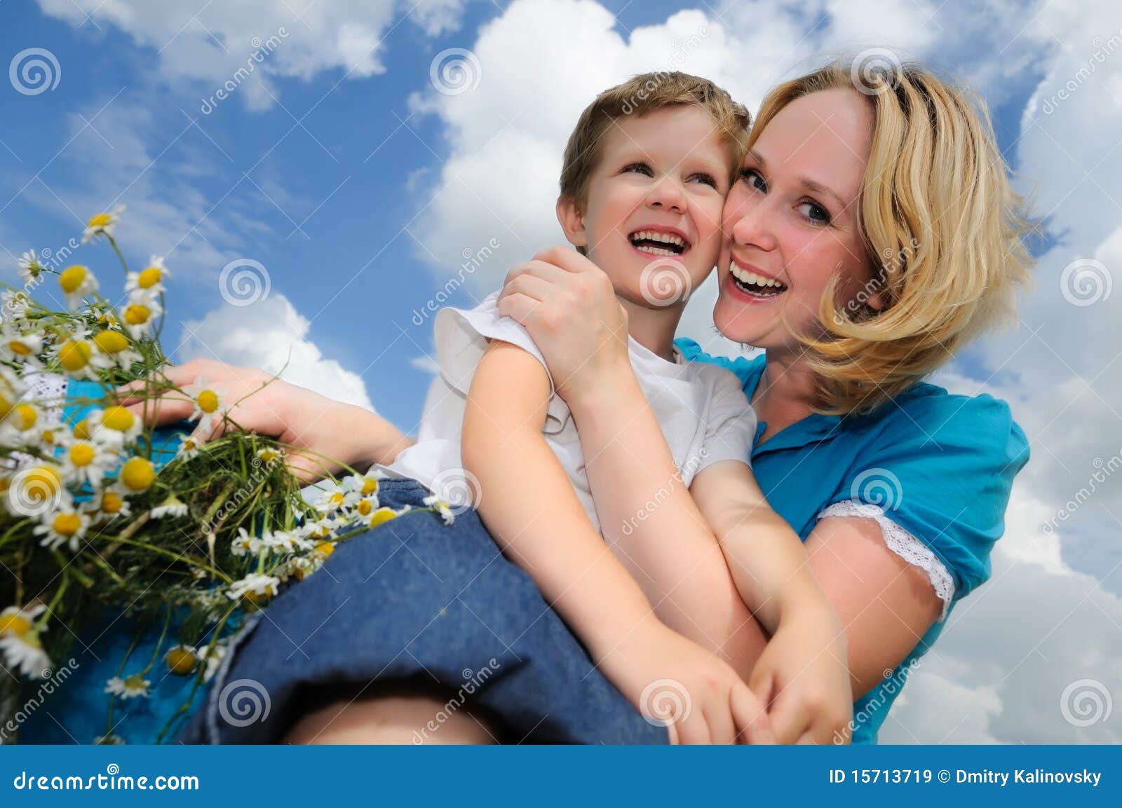 Happy mother and son stock image. Image of daylight, field - 15713719