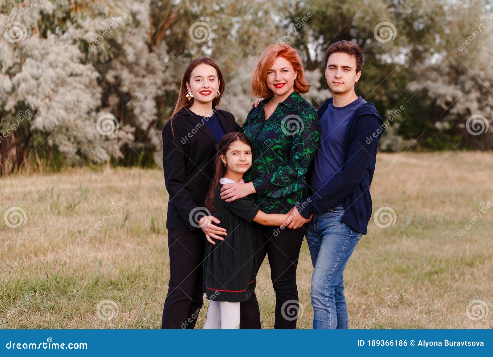 Happy Mother and Three Children Stock Photo - Image of girl, mature ...
