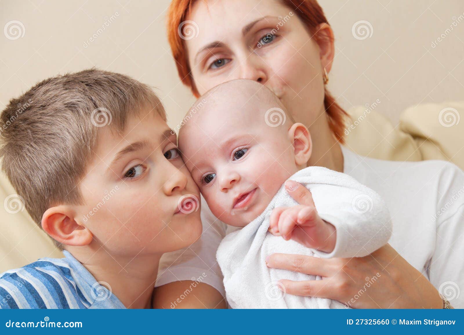 Happy Mother with Two Children. Stock Photo - Image of maternal ...